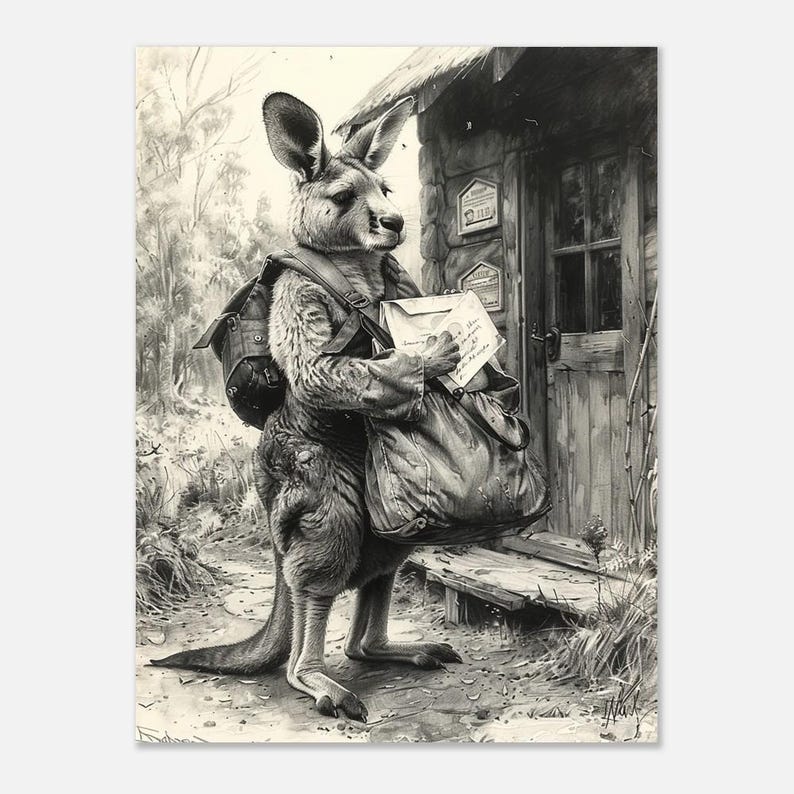 Kangaroo Mail Carrier Art Print - Etsy