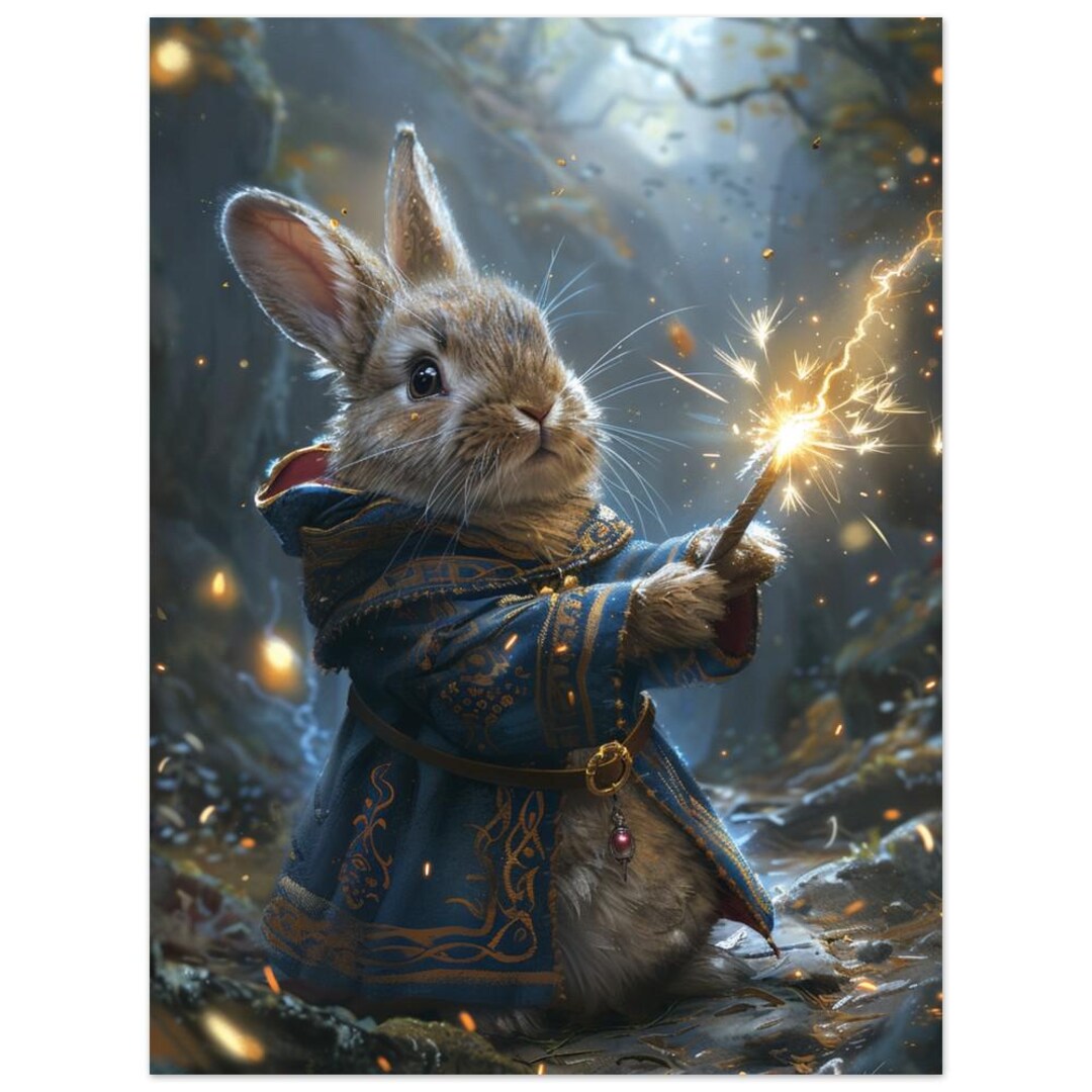 Adorable Rabbit Wizard Art Print - Etsy
