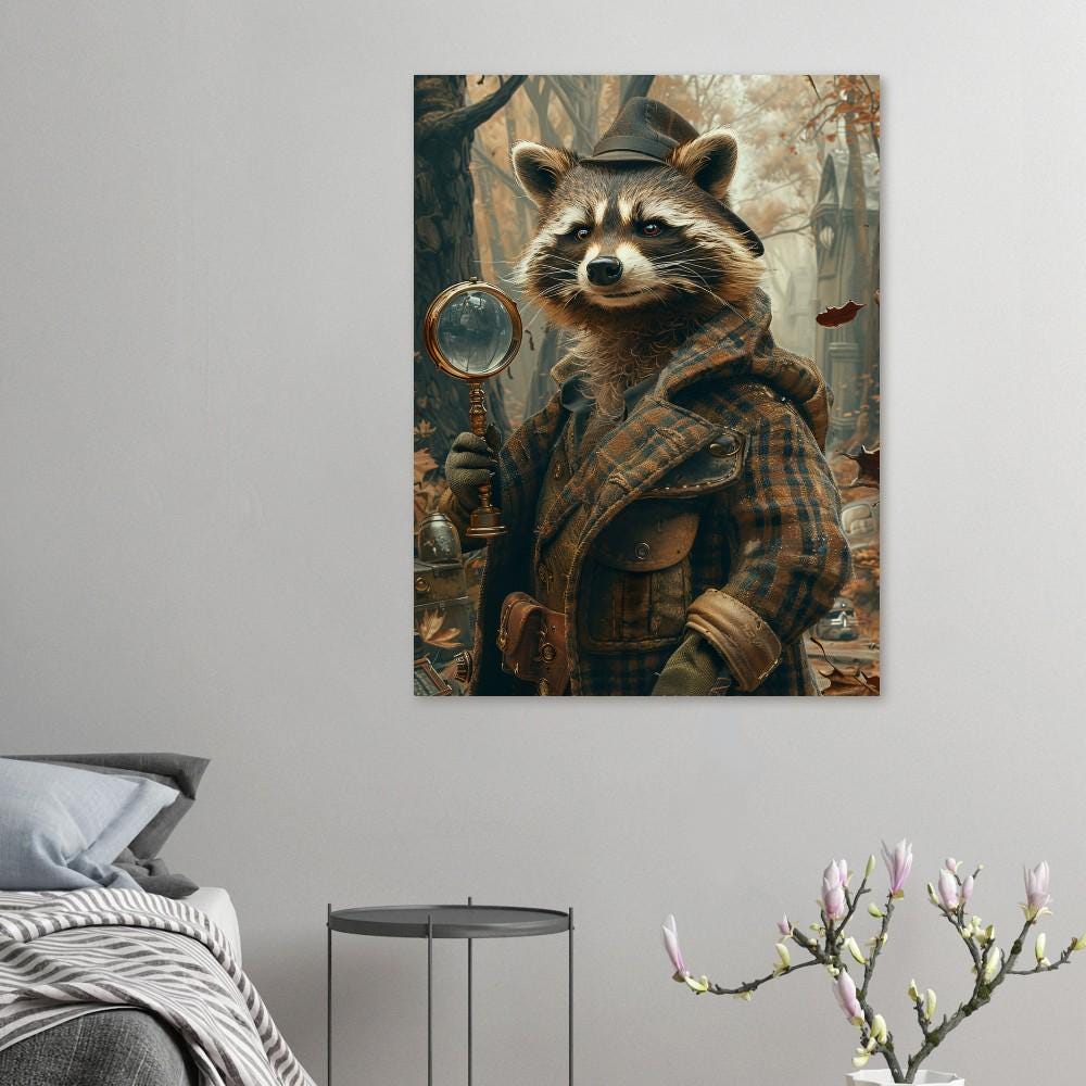 Raccoon Detective Art Print - Etsy