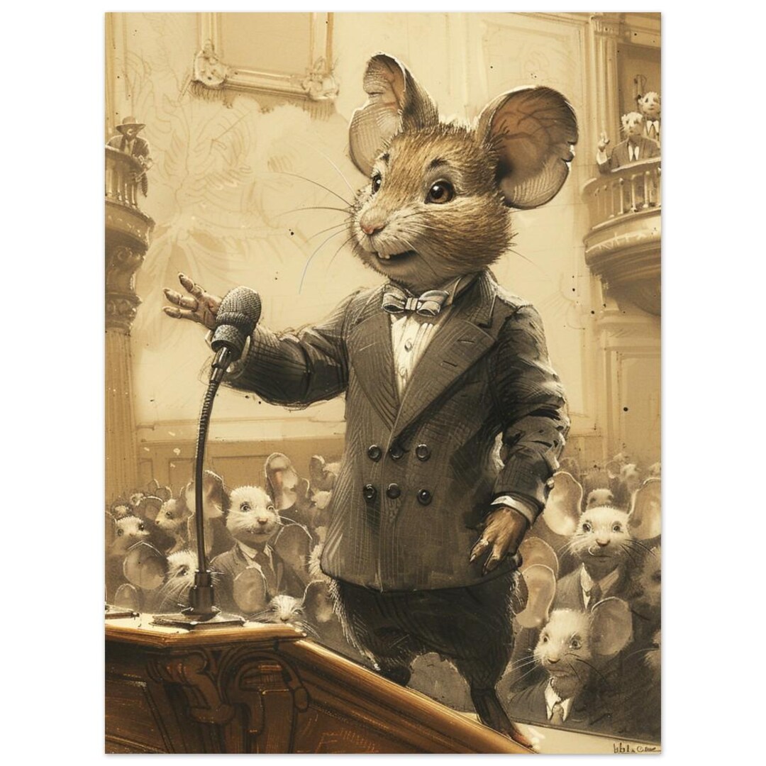 Mouse Giving a Speech Art Print - Etsy