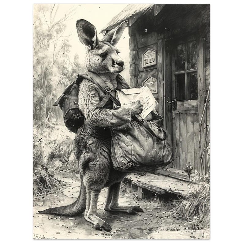 Kangaroo Mail Carrier Art Print - Etsy