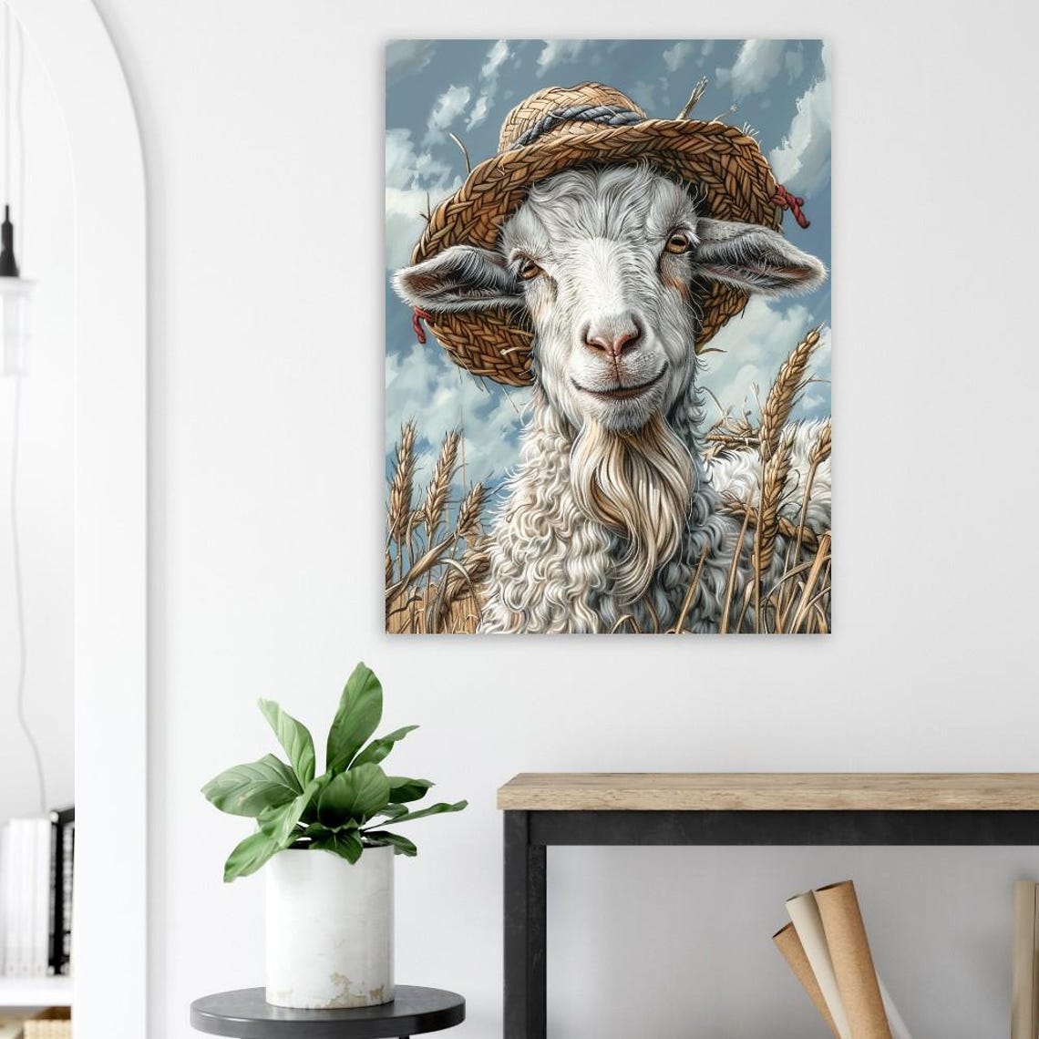 Mischievous Goat Wearing Farmer's Hat Art Print - Etsy