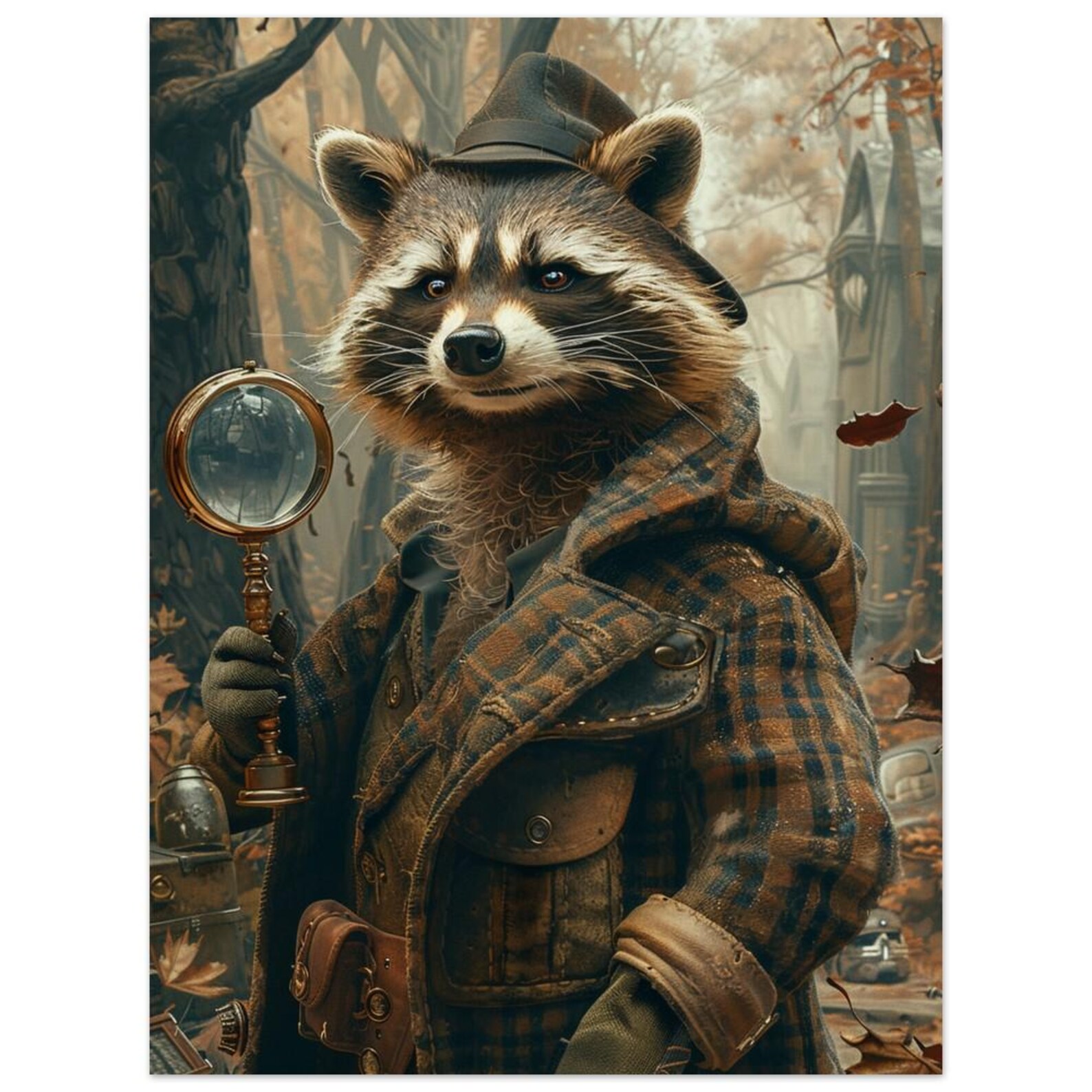 Raccoon Detective Art Print - Etsy