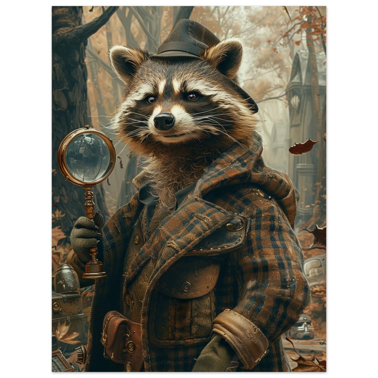 Raccoon Detective Art Print - Etsy