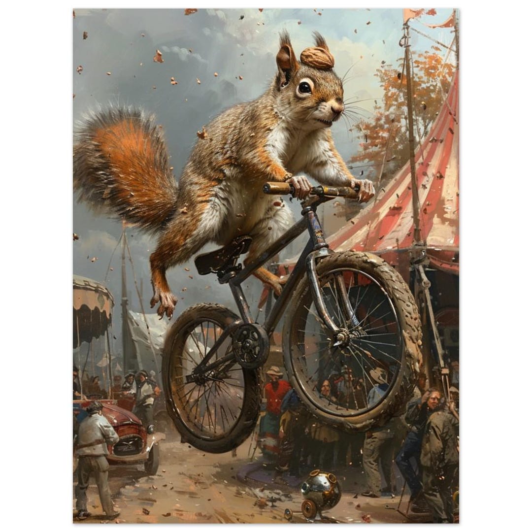 Squirrel Riding Bicycle Circus Art Print - Etsy