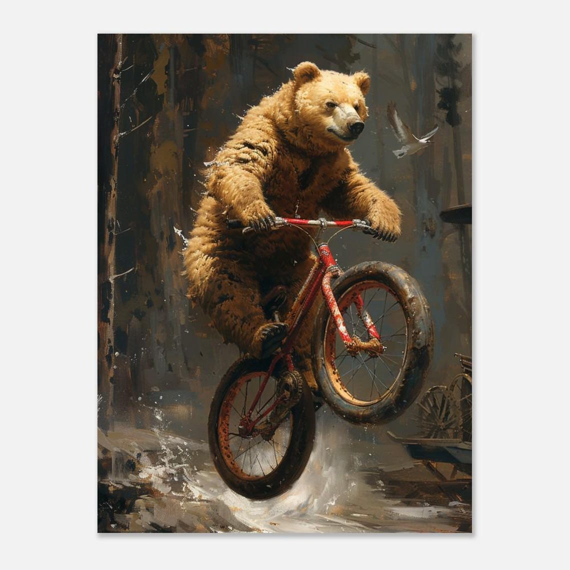 Bear Riding Bicycle Art Print - Etsy