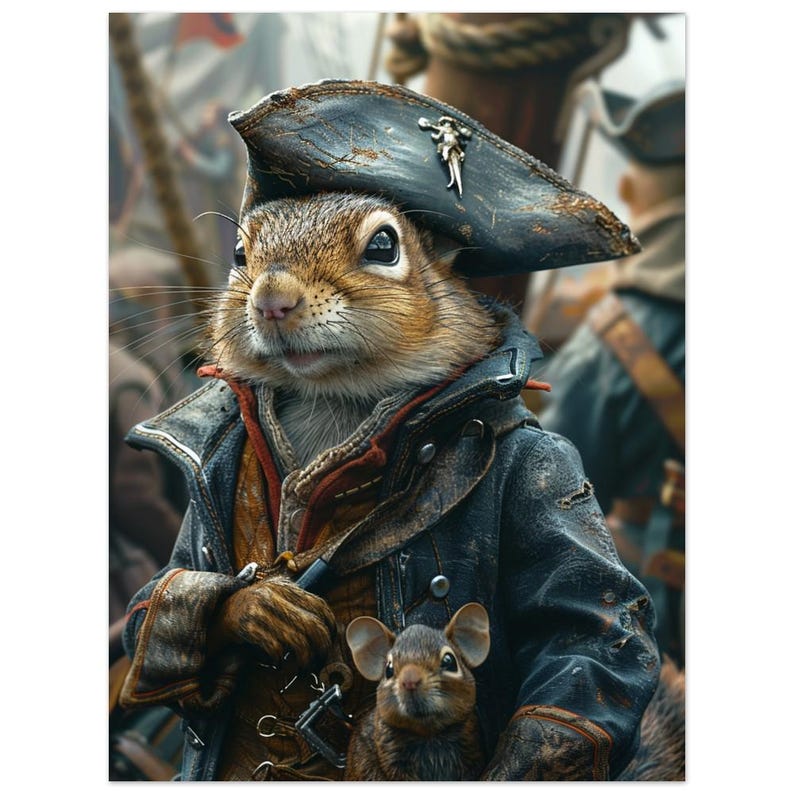 Squirrel Pirate and Mouse Companion Art Print - Etsy