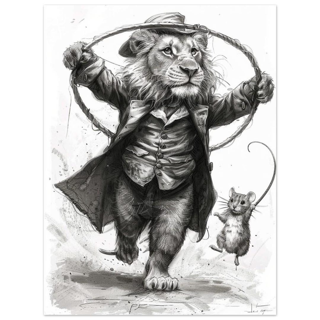 Lion Ringmaster and Mouse Art Print - Etsy