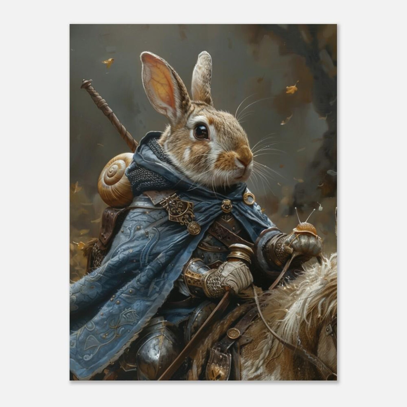 Rabbit Knight Riding Snail Fantasy Art Print - Etsy