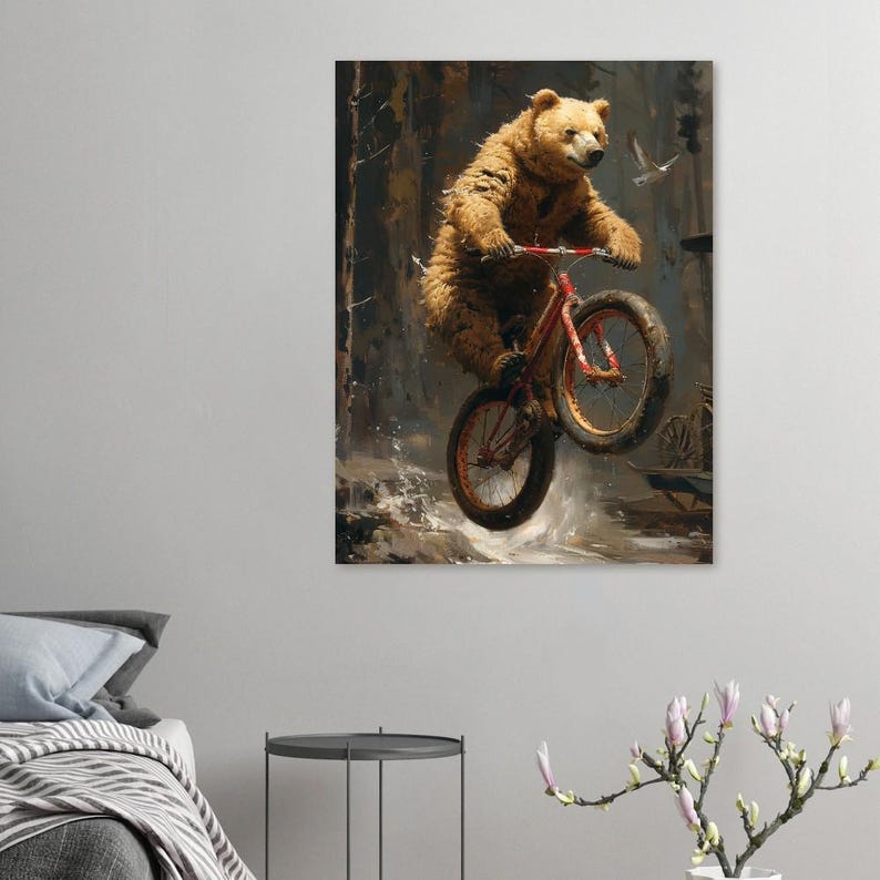 Bear Riding Bicycle Art Print - Etsy