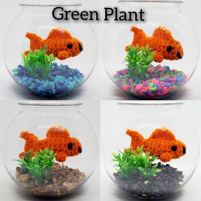 Amigurumi Orange Goldfish Fish Bowl Friends in a 4" Plastic Bowl ...