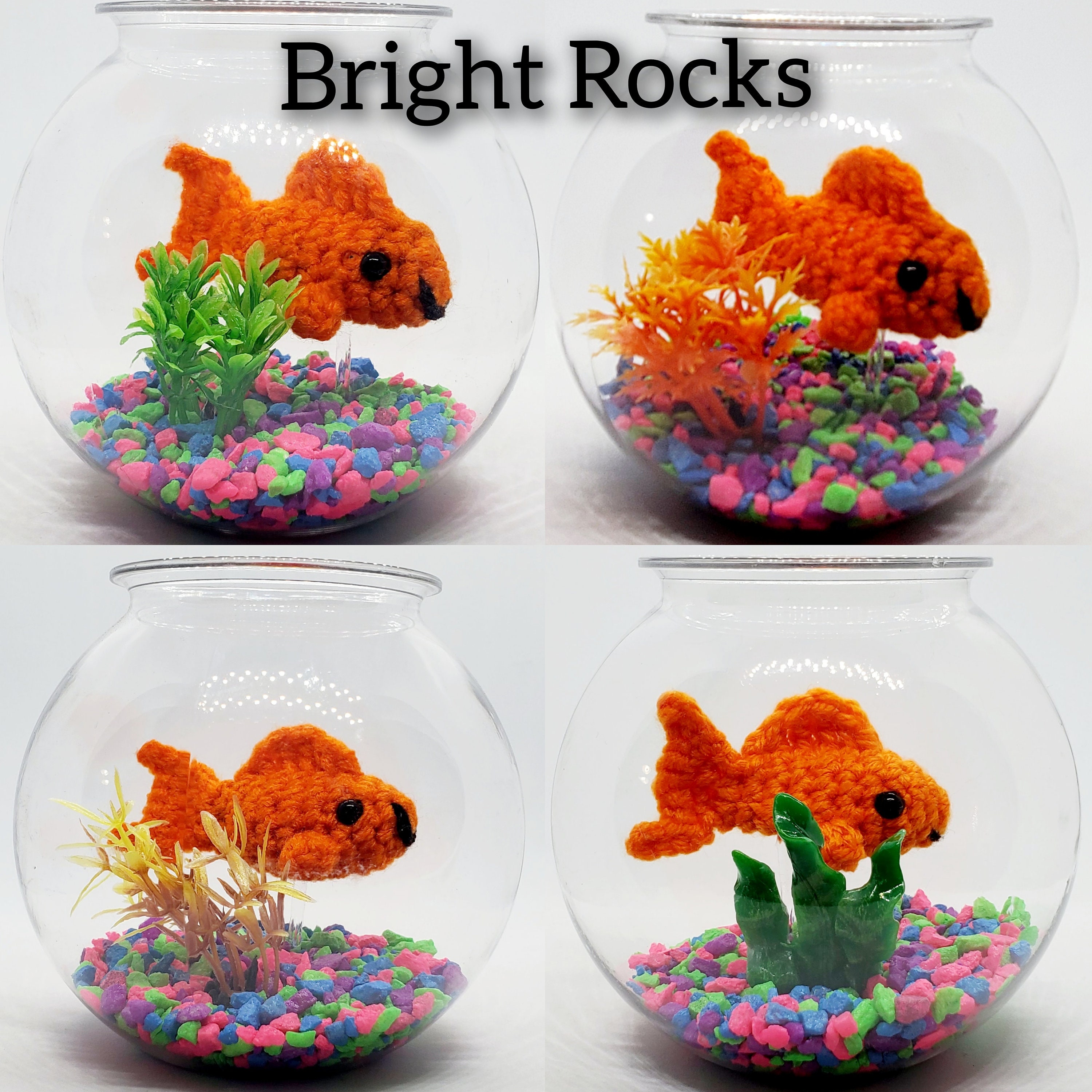 Amigurumi Orange Goldfish Fish Bowl Friends in a 4" Plastic Bowl ...