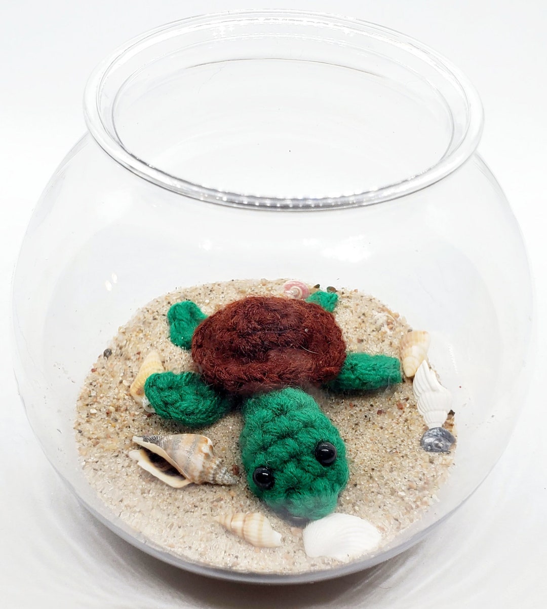 Amigurumi Turtle in 4" Bowl, Seashell Decor - Etsy