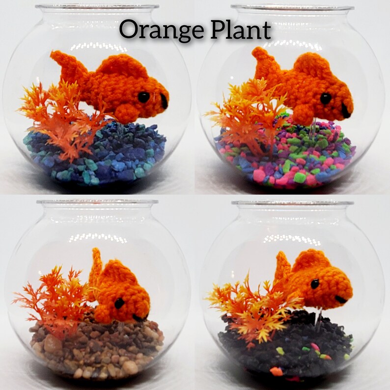 Amigurumi Orange Goldfish Fish Bowl Friends in a 4" Plastic Bowl ...