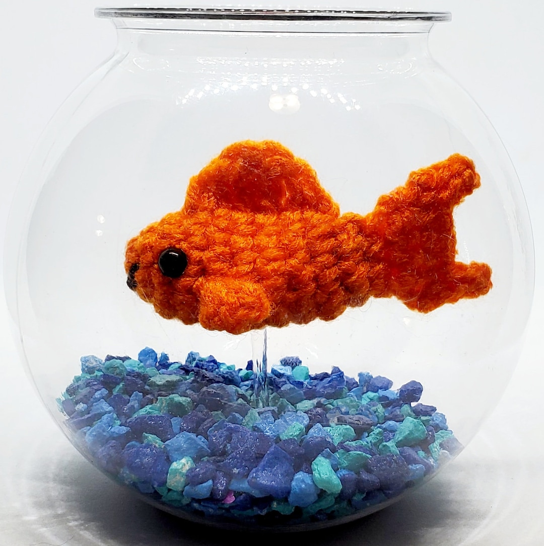 Amigurumi Orange Goldfish Fish Bowl Friends in a 4" Plastic Bowl ...