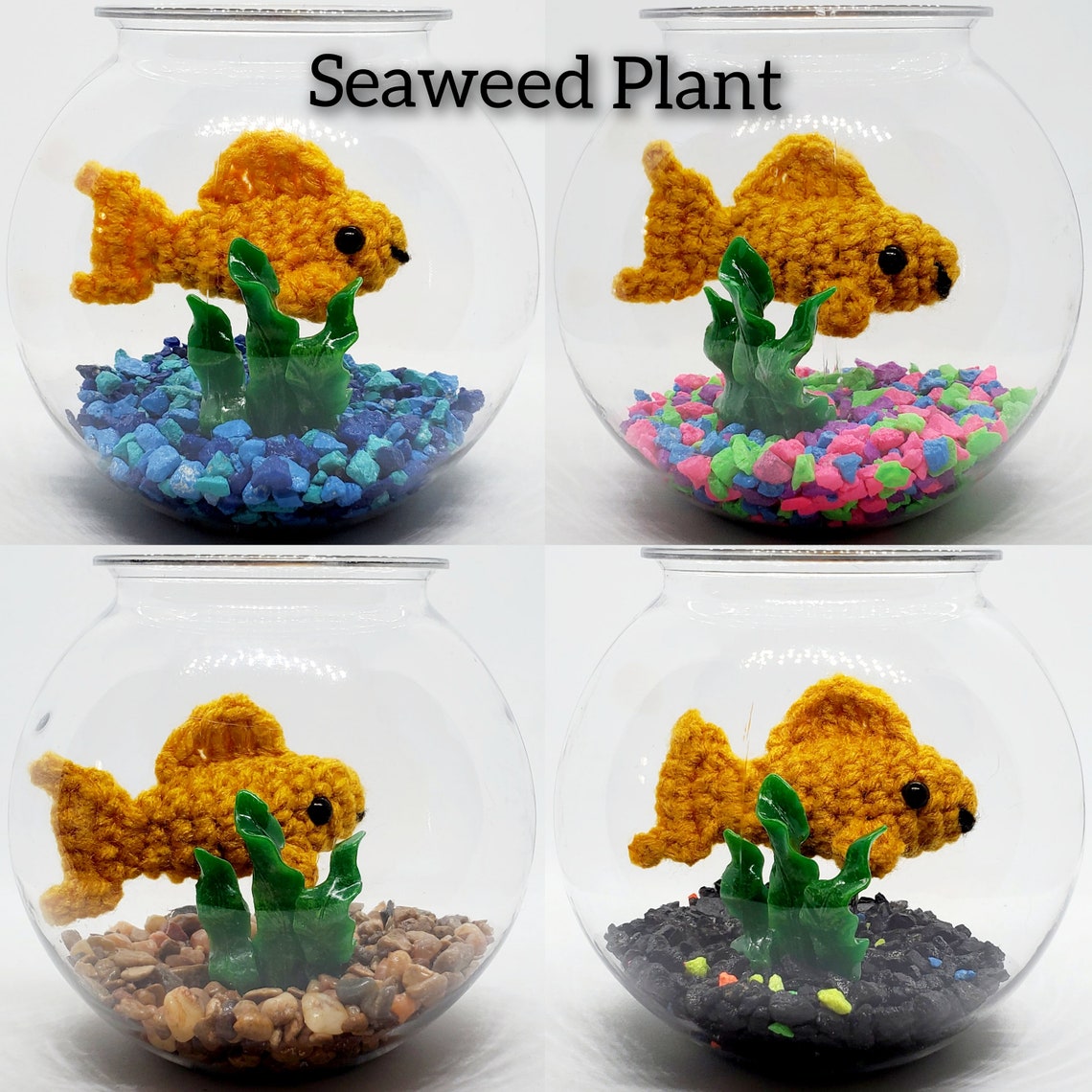 Amigurumi Gold Goldfish Fish Bowl Friends in a 4" Plastic Bowl ...