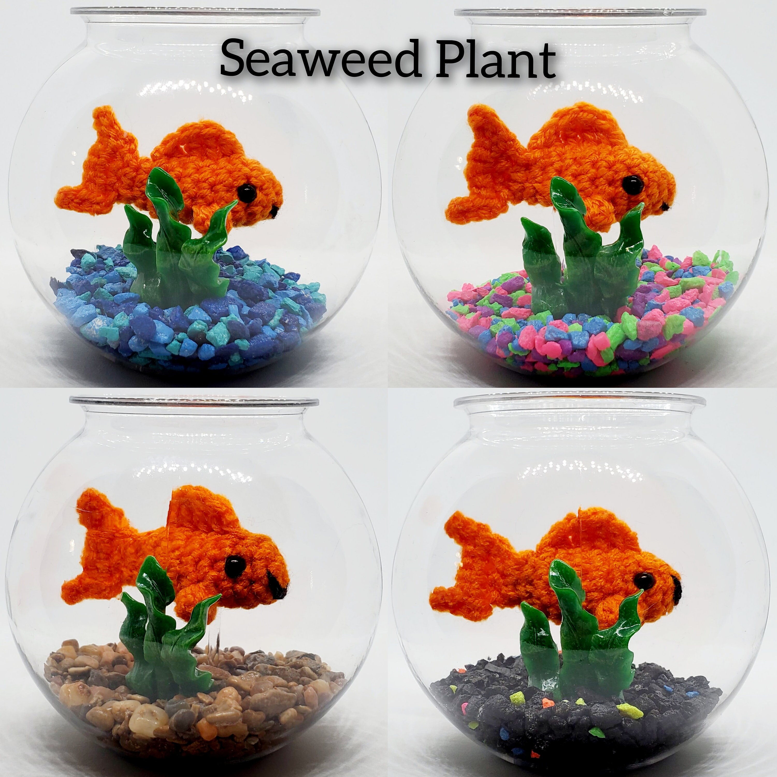 Amigurumi Orange Goldfish Fish Bowl Friends in a 4" Plastic Bowl ...
