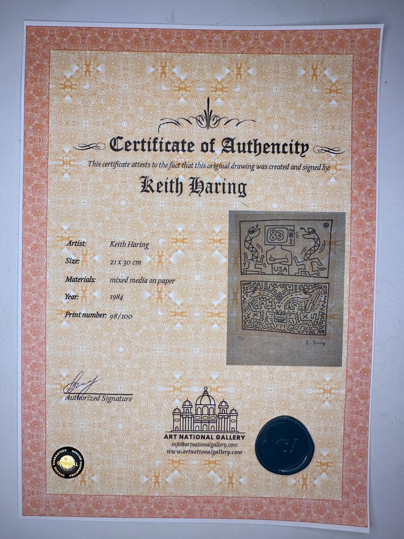 Keith Haring Print, Certificate, Haring Poster, Pop Art, Wall Art ...