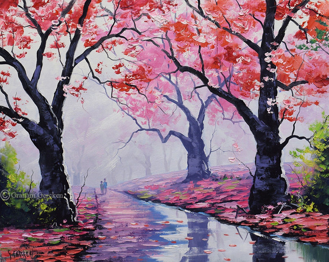 Award Winning Artist, Tree Paintings, Pink Wall Art , Pink Deco, Pink ...