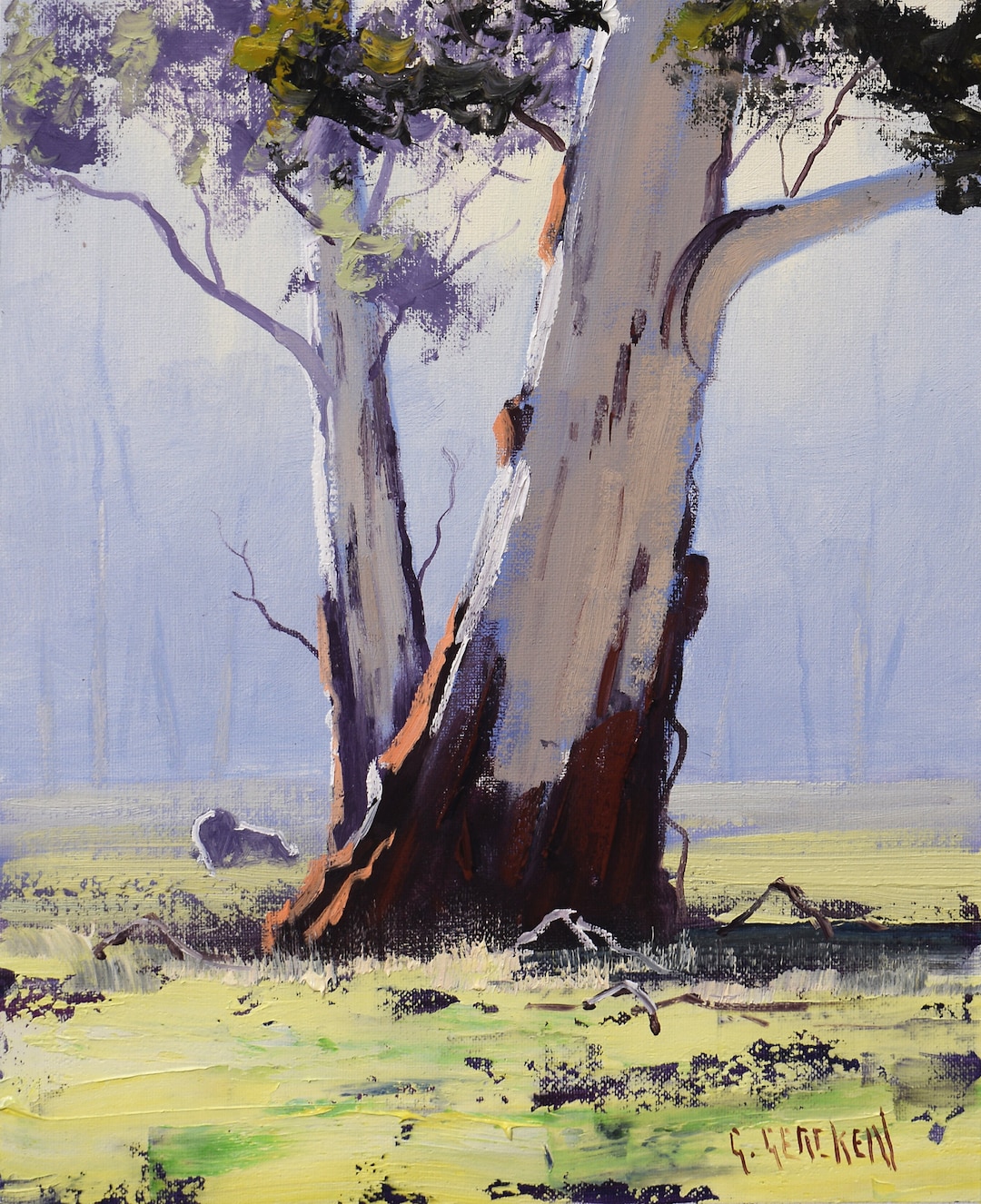 Australian Gum Trees Original Framed Landscape Painting by Listed ...