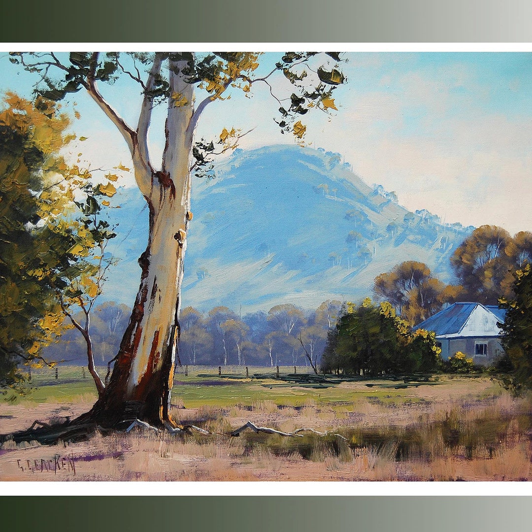FARM PAINTINGS Australian Gum Tree Landscape Impressionist Artwork by ...
