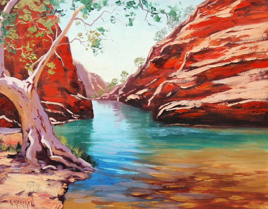 Outback Ghost Gum Desert Landscape Painting Traditional Art by Listed ...