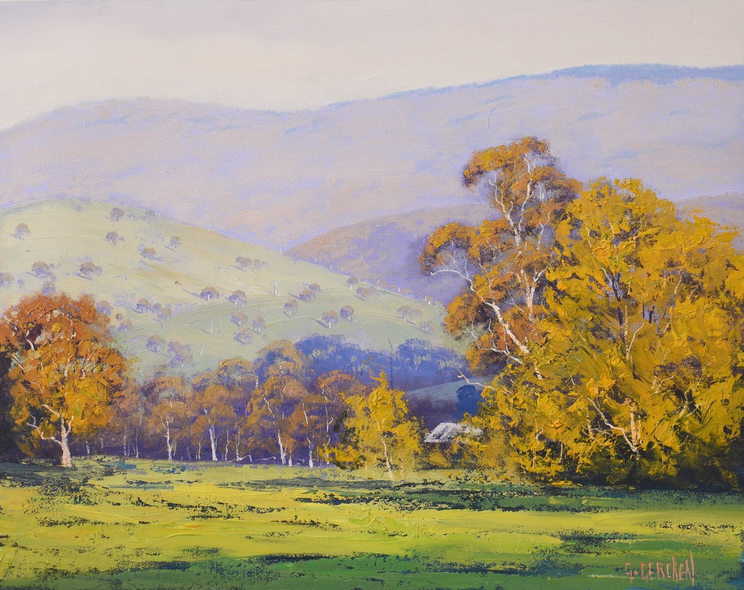 Farm Landscape Painting Gum Tree Eucalyptus Trees Rural - Etsy