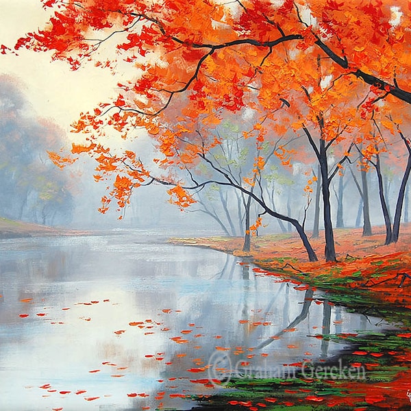 Autumn River Oil Paintings - Etsy