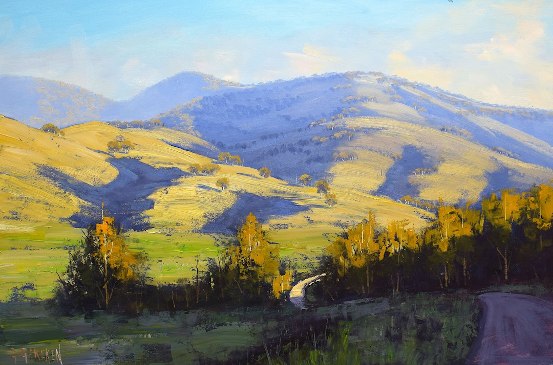 Australian Landscape, Spring, Green Hills, Pastoral, Landscape Painting ...