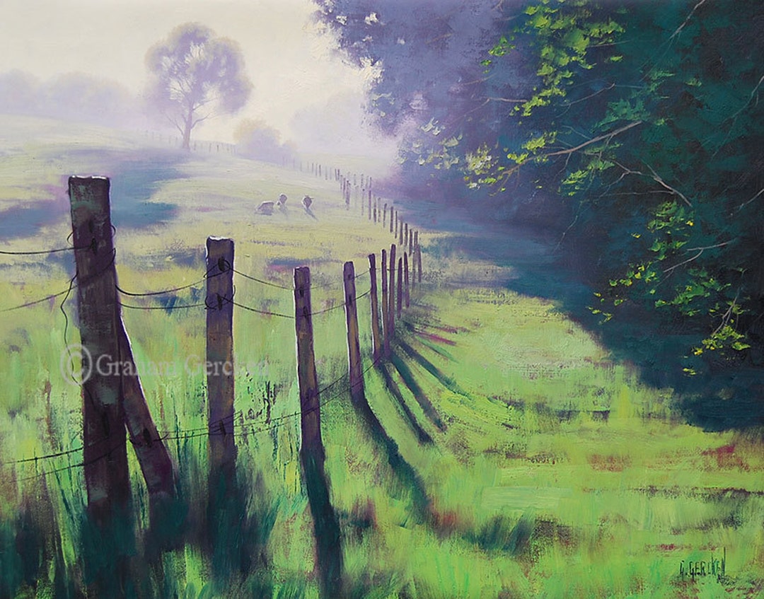 SHEEP FARM PAINTING Traditional Rural Landscape Pastoral Landscape ...