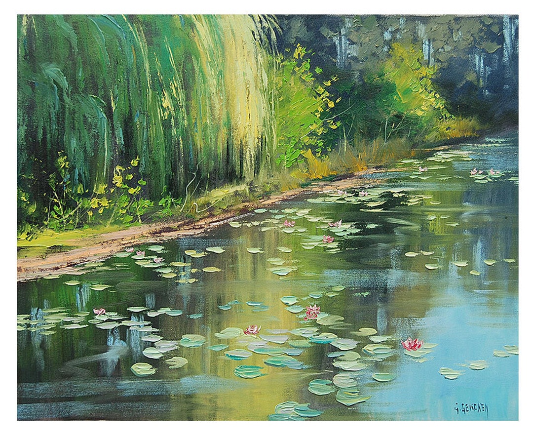LILY POND PAINTING Impressionist Paintings Original Oil Landscape by ...