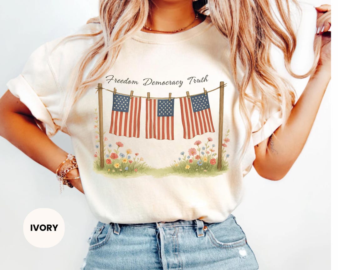 Comfort Colors 4th of July Shirt: Freedom Democracy Truth Patriotic Tee ...