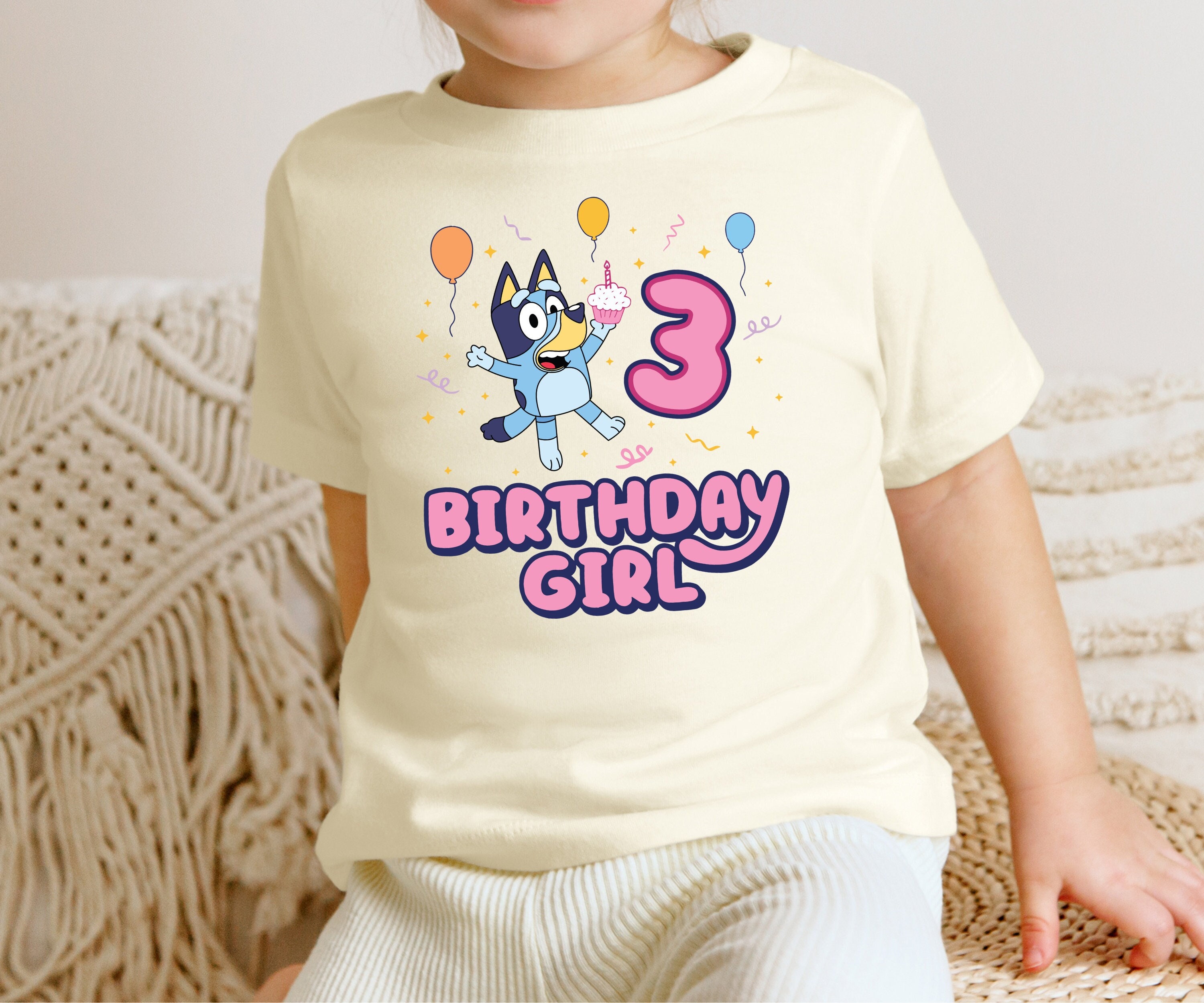 Bluey 3rd Birthday T-shirt, Bluey Birthday Girl Tee, Bluey Party Tshirt, Girl's Bluey Dog Party ...