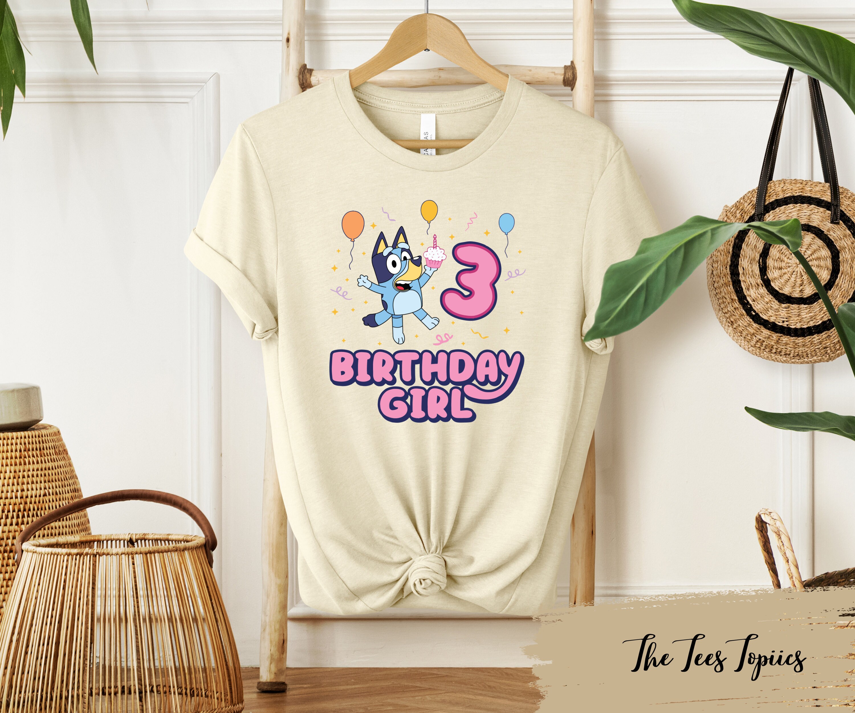 Bluey 3rd Birthday T-shirt, Bluey Birthday Girl Tee, Bluey Party Tshirt, Girl's Bluey Dog Party ...