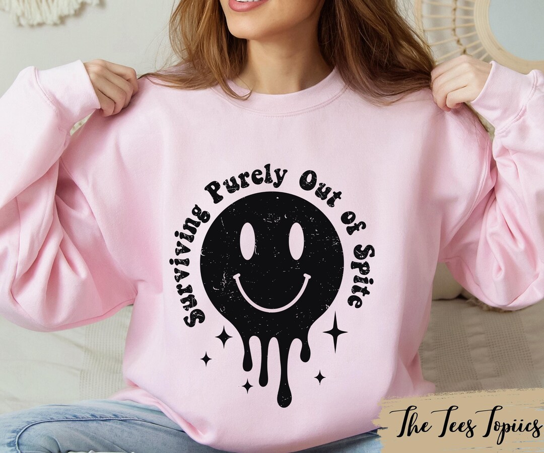 Surviving Purely Out of Spite Shirt, Melting Face Retro Tee, Sarcastic ...