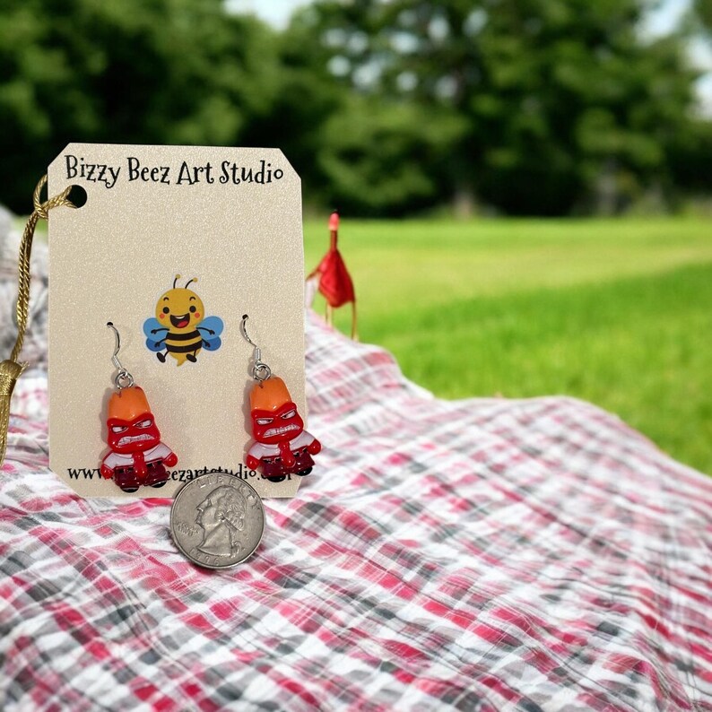 Inside Out Movie Earrings, Anger From Inside Out, Gift Idea, Stocking ...