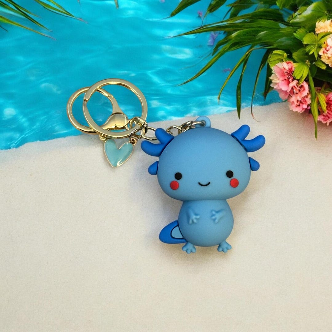 Axolotl Keychain, Blue Axolotl, Keychain, Gift Idea, Stocking Stuffer ...