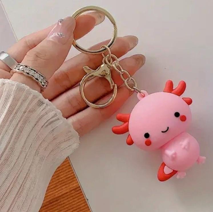 Axolotl Keychain, Pink Axolotl, Keychain, Gift Idea, Stocking Stuffer ...