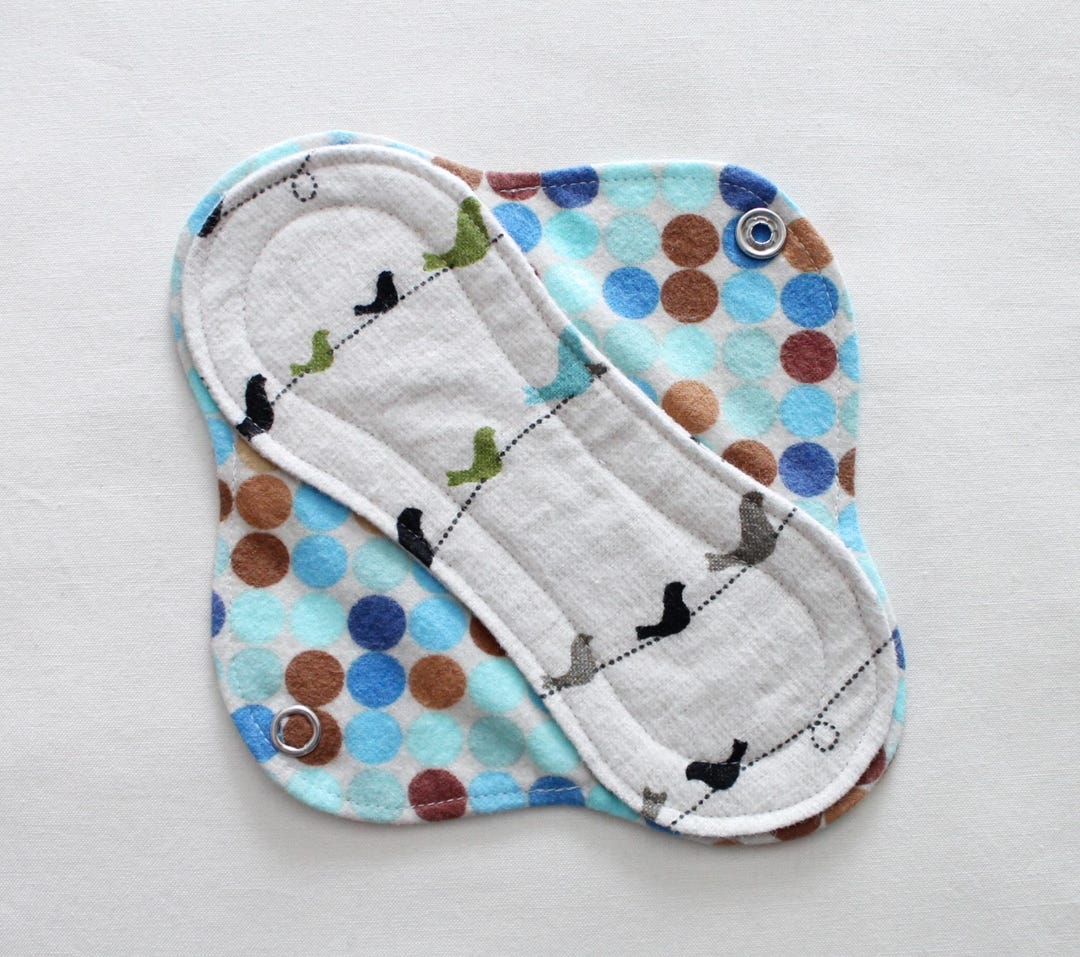 Petite Cloth Pantiliner 7 Inch Birds and Dots - Etsy