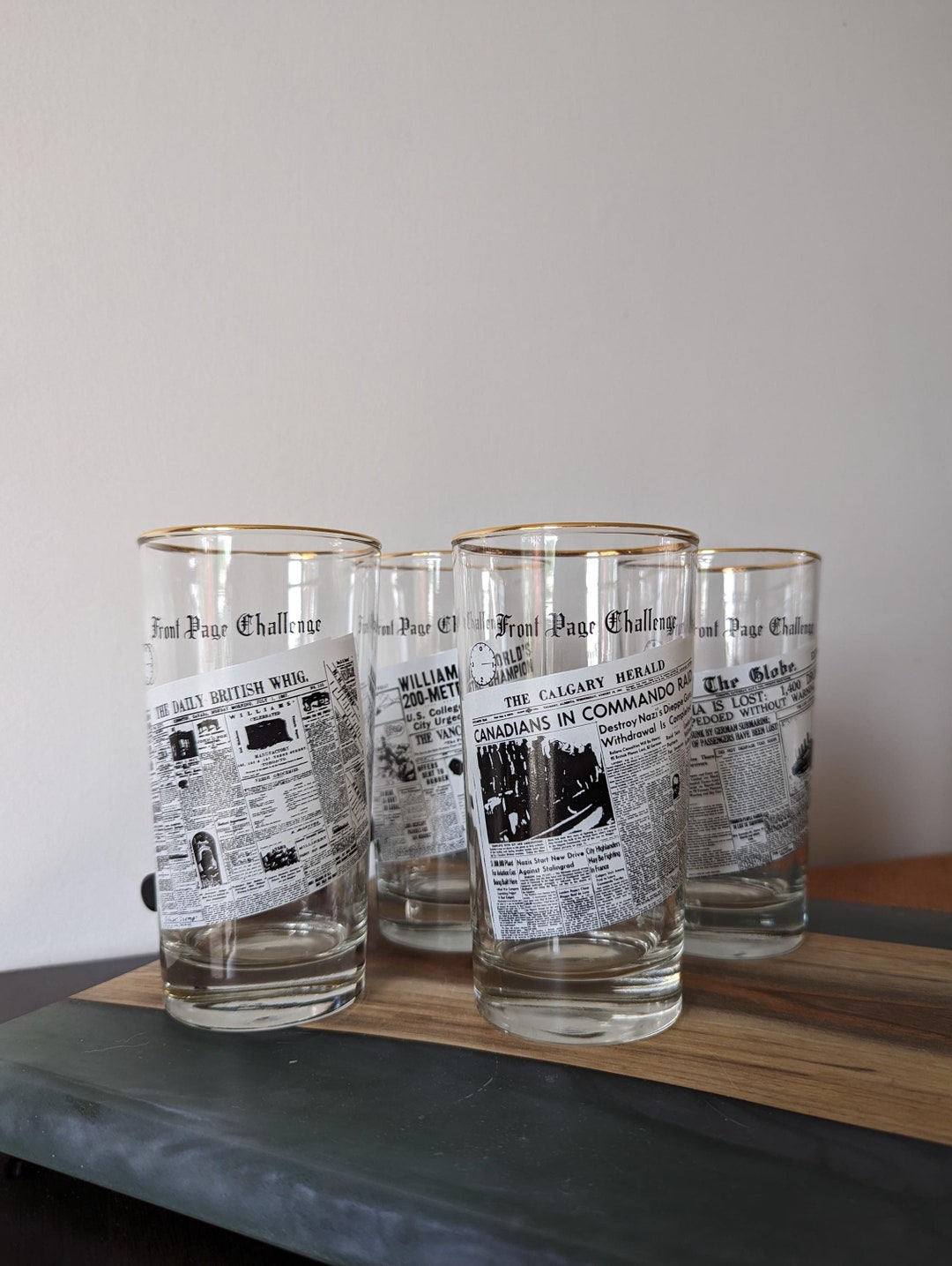 Retro Game Show front Page Highball Glasses set of 4 - Etsy