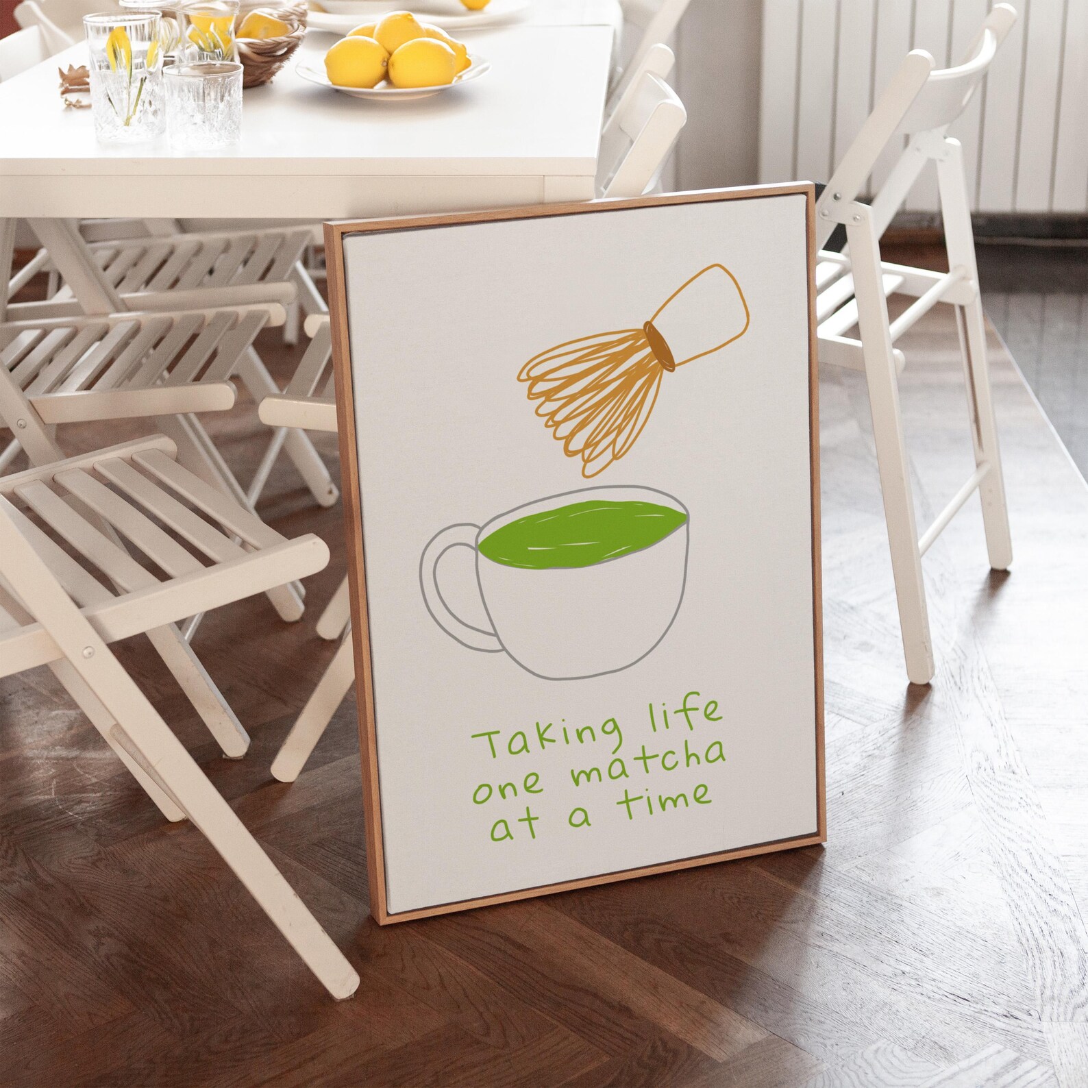 One Matcha at A Time, Hand Drawn Printable Wall Art, Matcha Club, Green ...