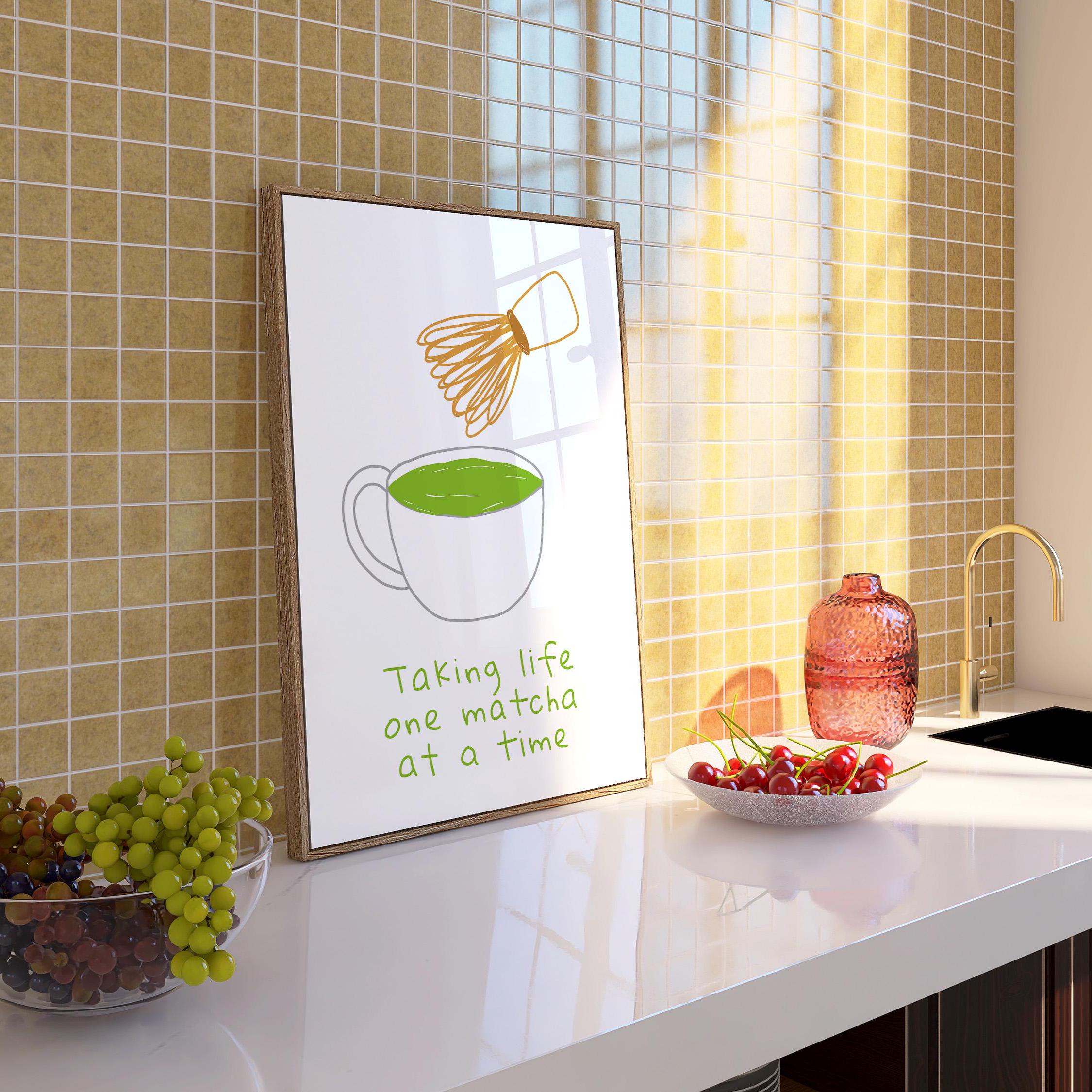 One Matcha at A Time, Hand Drawn Printable Wall Art, Matcha Club, Green ...
