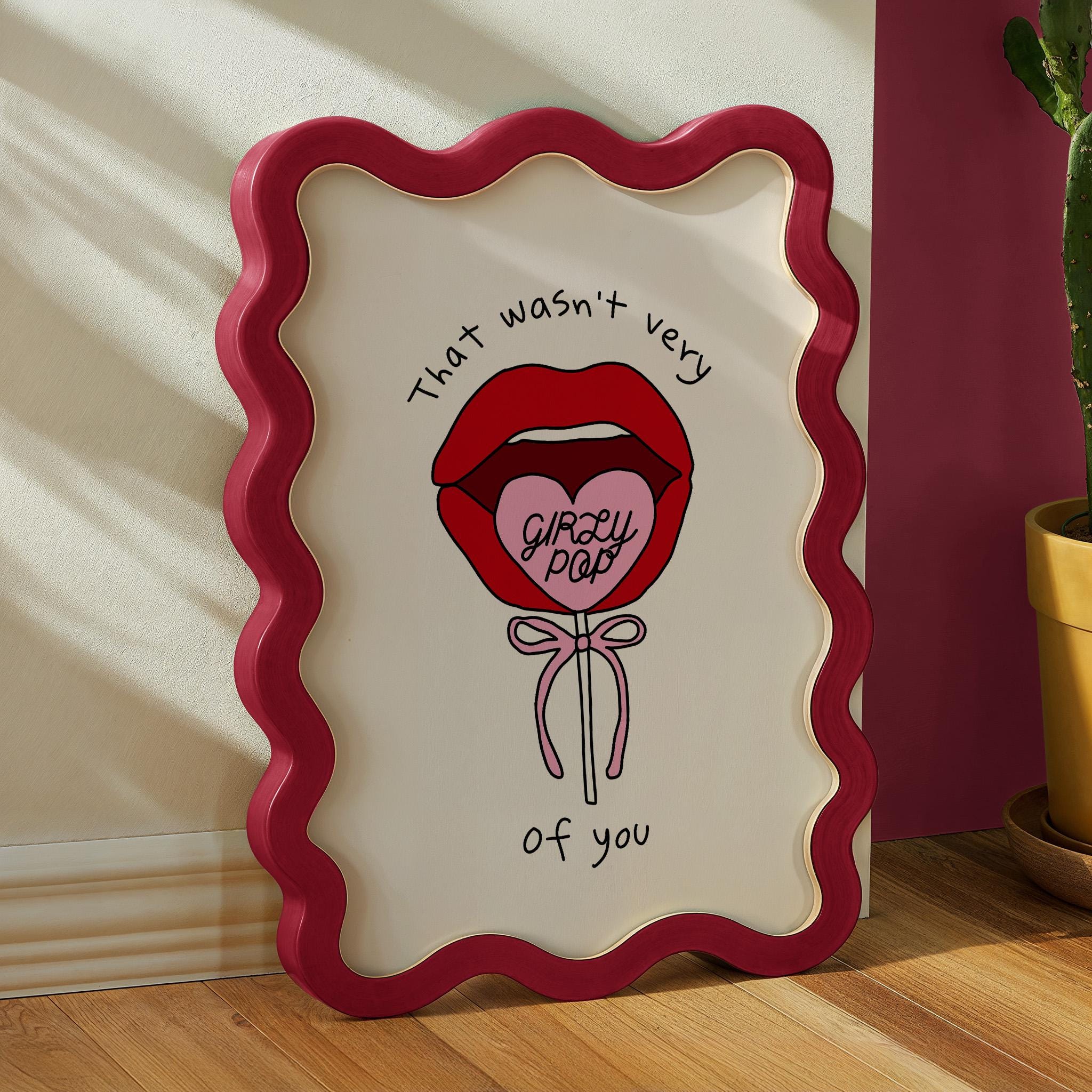 Girlypop Pink Print Hand Drawn Illustration Candy Wall Print Sweet ...