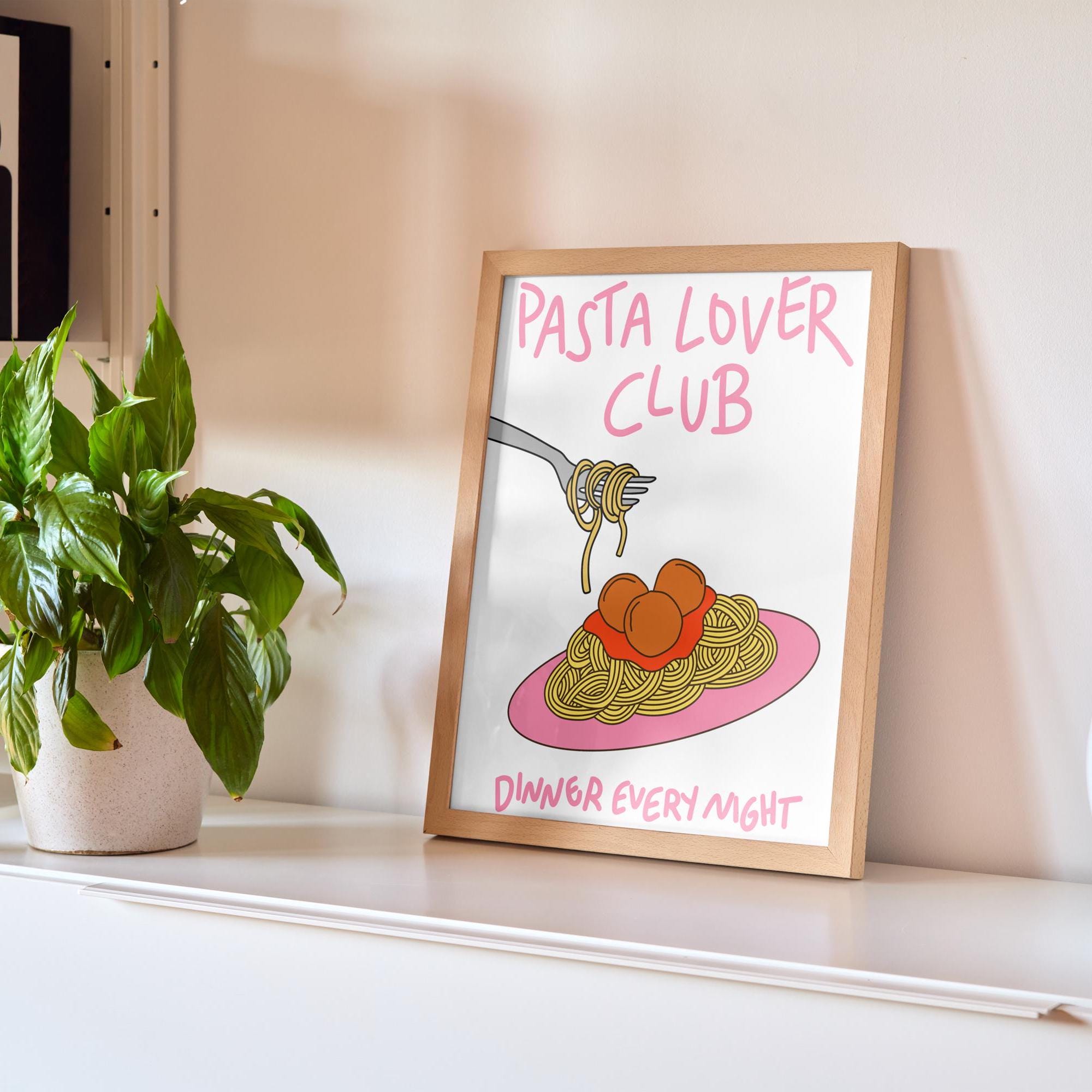 Pasta Lover Art Print Pasta Wall Art Pasta Lover Club Print Spaghetti ...