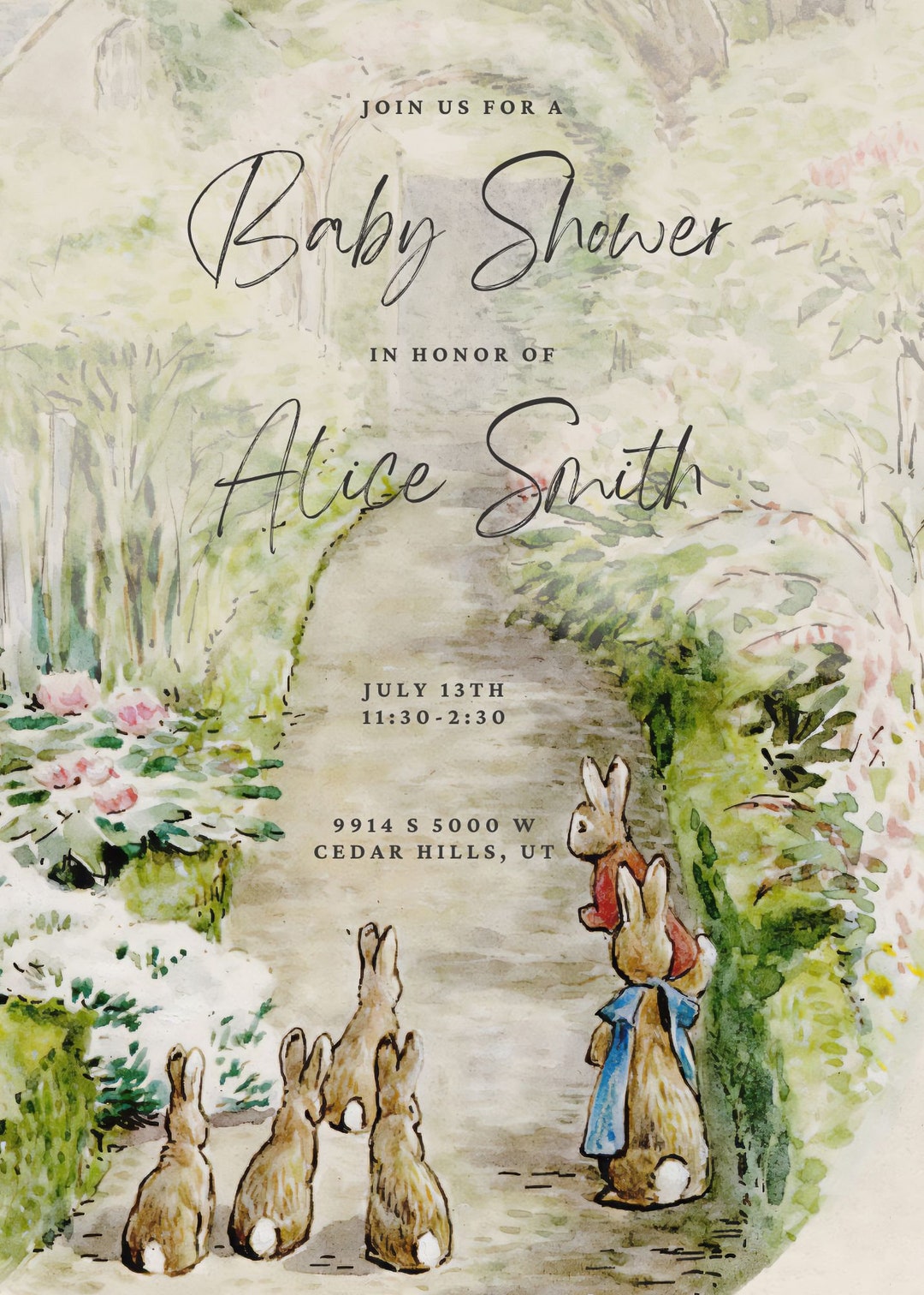 EDITABLE Peter Rabbit Baby Shower Invitation - Etsy