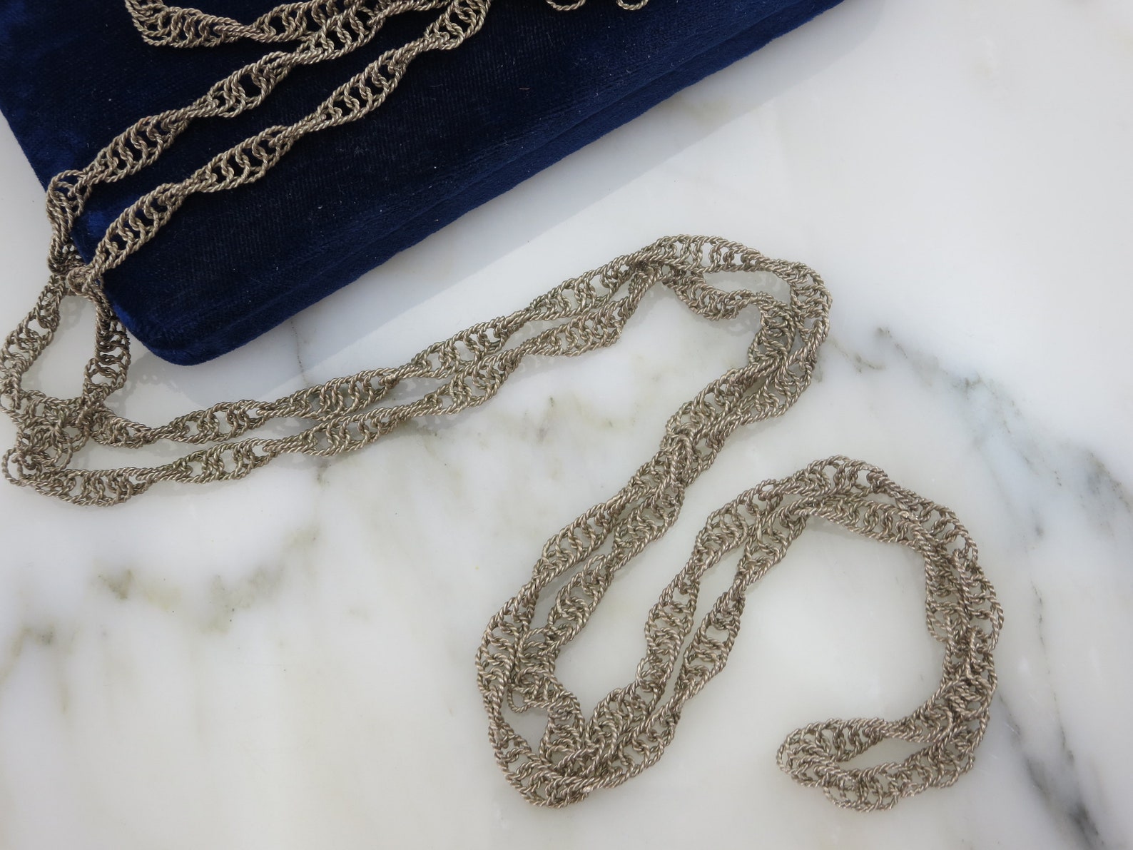 Mexican Wedding Necklace Twisted Silver Rope Chain Long | Etsy