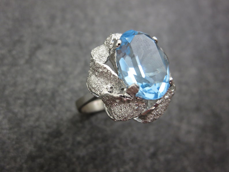 Aqua Blue Stone Statement Ring Sterling Silver Vintage Rings | Etsy