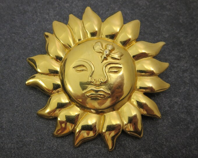 Vintage MMA Gold Sun Brooch - MMA Jewelry, Gold Tone Sunflower ...