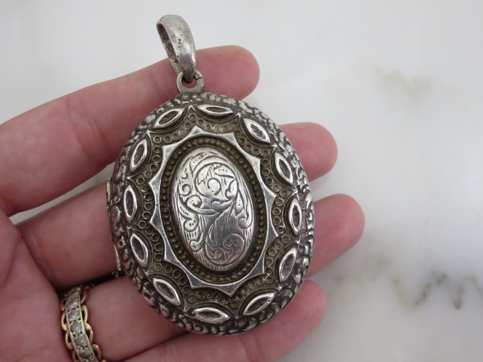 Antique Silver Locket Sterling Silver, Secret Message Inside, Edwardian ...