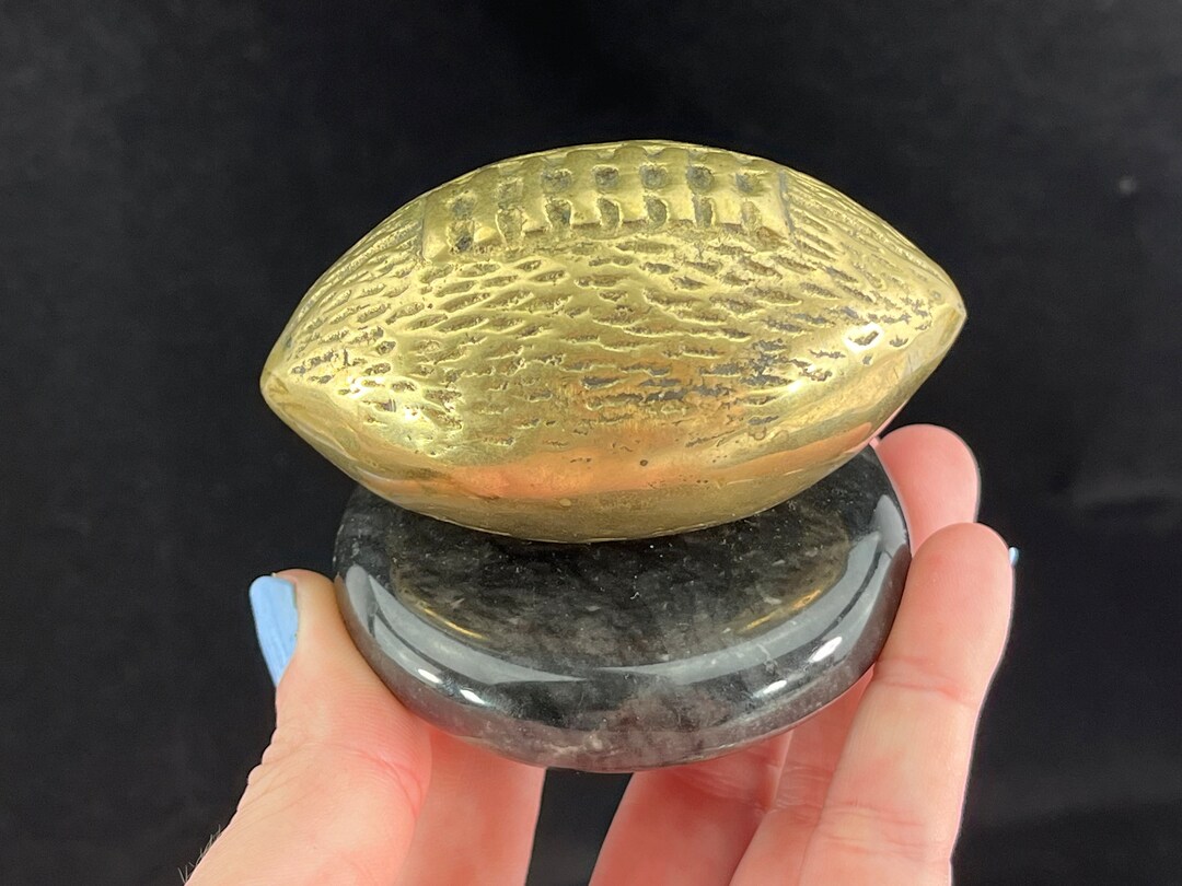 Vintage Brass Football Paperweight - Marble Base - Etsy